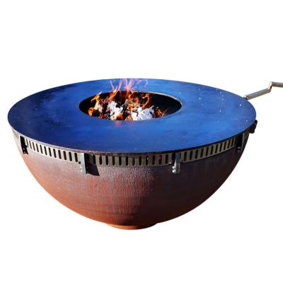 China Double Layer Portable Bonfire Pit Corten Steel For Burning Camping BBQ for sale