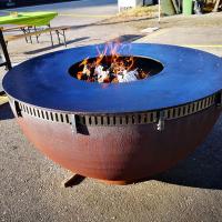 China Double Layer Portable Bonfire Pit Corten Steel For Burning Camping BBQ for sale