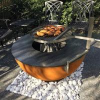 China Outdoor Camping Cooking Corten Steel Bbq Grill Decorative Fire Pit Grill for sale