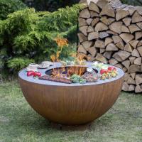 China Outdoor Camping Cooking Corten Steel Bbq Grill Decorative Fire Pit Grill for sale