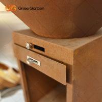 China Outdoor Kitchen Corten Steel BBQ Fire Pit Grill Rusty Colour Cooking Vegetables for sale