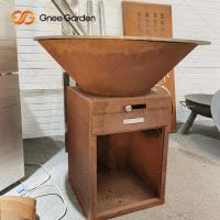 China Rusty Color Outdoor BBQ Grills Charcoal Smoker With Round Dia 100cm Cooking Plate for sale