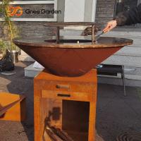 China Garden Rust Corten Steel Outdoor Cooking Grills Fire Pit BBQ Grill Packaging Services for sale