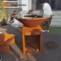 China Outdoor Corten Steel Garden Fire Pit BBQ Cooking Plate Outdoor Cooking Grills for sale
