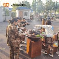 China Rusty Color Outdoor BBQ Grills Charcoal Smoker With Round Dia 100cm Cooking Plate for sale