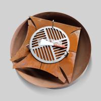 China 1000mm Corten Steel Outdoor Cooking Grills With Detachable Base for sale
