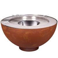 China 1000mm Outdoor Corten Steel Fire Pit BBQ With Customized Grill Ring for sale
