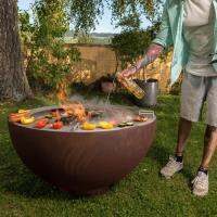 China 1000mm Outdoor Corten Steel Fire Pit BBQ With Customized Grill Ring for sale