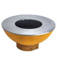 China Round Rust Corten Steel Heavy Duty Fire Pit Grill 70*70*35 Cm for sale