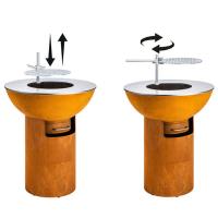 China Round Rust Corten Steel Heavy Duty Fire Pit Grill 70*70*35 Cm for sale