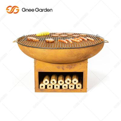 China Corten Steel Metal Camping Rusty Barbecue Grill for Outdoor Cooking Vegetables for sale