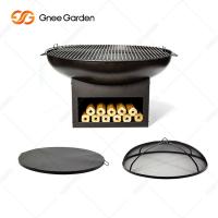 China Natural Rust Corten Steel Metal Large Barbecue Grill Outdoor Fire Pit Customized for sale