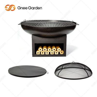 China Natural Rust Corten Steel Metal Large Barbecue Grill Outdoor Fire Pit Customized for sale