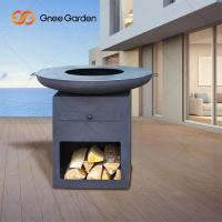 China Backyard Patio Outdoor Cooking Rusty Corten Steel Fire Pit With Large Log Storage for sale