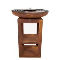 China Modern Outdoor Kitchen Corten Steel Grill Wood Burning Camping BBQ Grill for sale