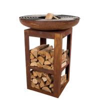 China Modern Outdoor Kitchen Corten Steel Grill Wood Burning Camping BBQ Grill for sale