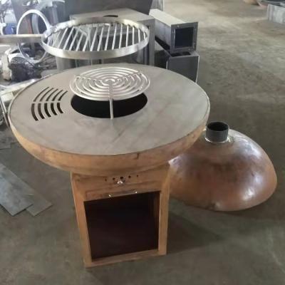China Modern Charcoal Rusty Finish Corten Steel Fire Pit For Outdoor Kitchen BBQ Cooking for sale