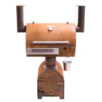 China Outdoor Corten Steel BBQ Fire Grill Charcoal Smoker With Circle Plancha Grill Plate for sale