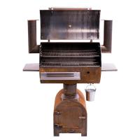 China Outdoor Corten Steel BBQ Fire Grill Charcoal Smoker With Circle Plancha Grill Plate for sale