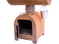 China Outdoor Corten Steel BBQ Fire Grill Charcoal Smoker With Circle Plancha Grill Plate for sale