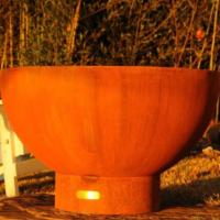 China Wood Burning Corten Steel Round Fire Pit For Outdoor Camping for sale