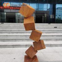 China Danger Block Corten Steel Sculpture Rusted Metal Garden Sculptures For Lawn for sale