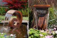 China 65cm Rusted Ball Water Fountain Customized Exterior Decoration for sale