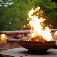 China 37 Inch Weathering Steel Round Steel Fire Pit Portable Camping Brazier Outdoor for sale