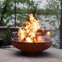 China 37 Inch Weathering Steel Round Steel Fire Pit Portable Camping Brazier Outdoor for sale