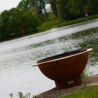 China Large Portable 120cm Corten Steel Fire Pit For Courtyard for sale