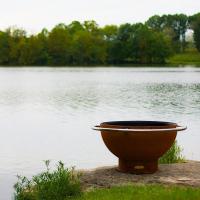China Large Portable 120cm Corten Steel Fire Pit For Courtyard for sale