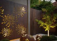 China 3mm Chrysanthemum Pattern Metal Garden Ornaments Corten Steel Laser Cut Panels for sale