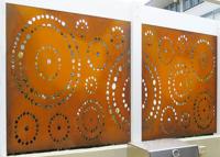 China 1800x900mm Metal Garden Ornaments Corten Steel Decorative Screens Circle Pattern for sale