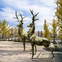 China Gnee Garden Cast Iron Outdoor Metal Sculpture Brass Elk Statue for sale