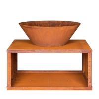 China Outdoor Garden Decor Round Corten Steel Fire Pit Wood Burning Rusty-Colored for sale
