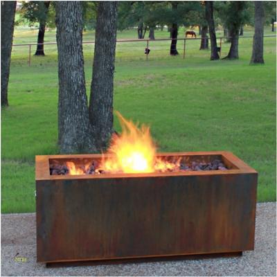 China Freestanding Wood Burning Corten Steel Fire Pit Rectangular for sale