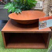 China Outdoor Steel Fire Pit Large Corten Steel Brazier With Wood Storage Rack for sale