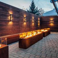 China 1500mm Rectangular Metal Fire Pit Heater Corten Steel Modern Aesthetic for sale