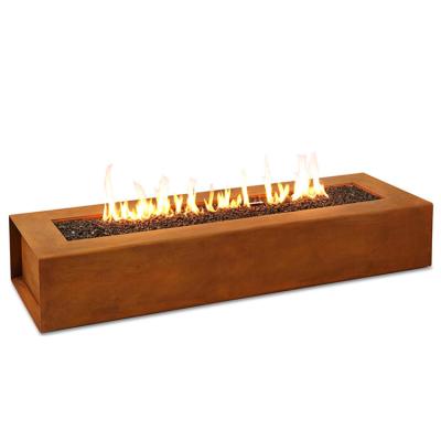 China Gas Propane Heating Corten Steel Fire Pit 1200 X 600 X 320mm Courtyard Decoration for sale