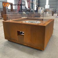 China Outdoor Steel Fire Pit Garden Patio Decorative Square Corten Steel Firepit for sale