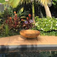 China Round Corten Steel Fire Pit Garden Decorative Corten Steel Fire Bowl for sale