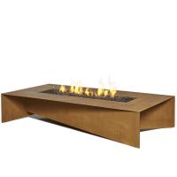 China 72 Inch Rusty Rectangular Corten Steel Fire Table Wood Burning for sale