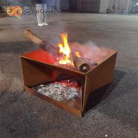 China Gnee Garden 20 Inch Rectangular Steel Fire Pit Simple For Camping Party for sale
