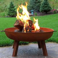 China Portable Corten Steel Fire Pit Camping Corten Steel Bonfire Stoves Fire Bowl for sale