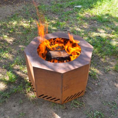 China Camping Heater Wood Burning Corten Steel Round Fire Pit In Outdoor Living Space for sale