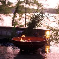 China Corten Steel Garden Outdoor Firepit Modern Fireplace Heating Wood Burning for sale