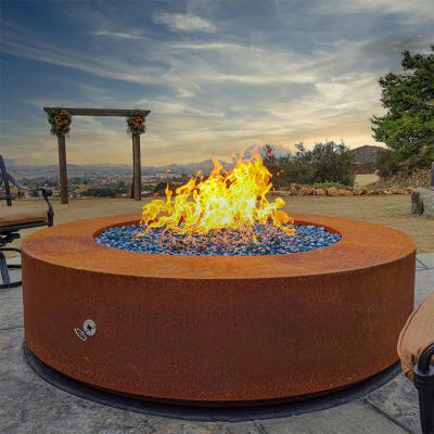 China 900mm Pre Rusted Corten Steel Fire Pit Round Outside Garden for sale