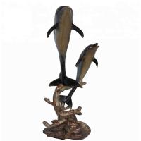 China 20cm Cast Iron Abstract Metal Dolphin Statue Home Decor SGS Certified for sale