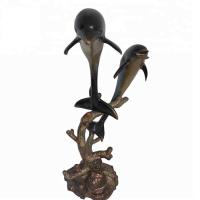 China 20cm Cast Iron Abstract Metal Dolphin Statue Home Decor SGS Certified for sale