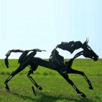 China Hollow Life Size Horse Metal Outdoor Sculpture Abstract For Landscape for sale